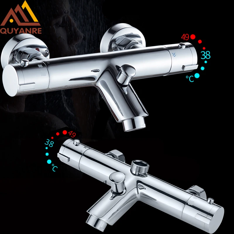 Quyanre Thermostatic Shower Faucets Set Bathroom Thermostatic Mixer Tap ...