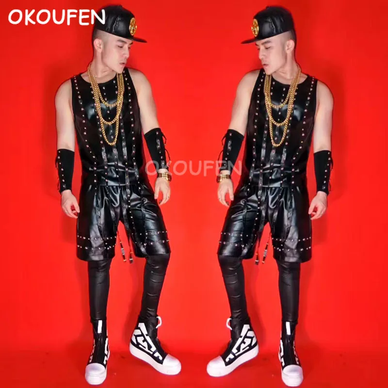 Chaleco de cuero con flecos Punk Rock para hombre, conjunto de trajes ...