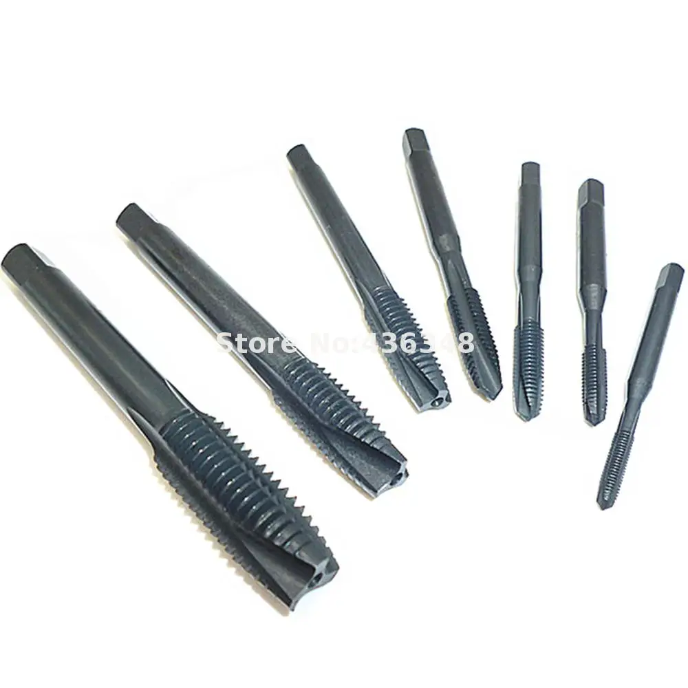 7pc High Speed Steel Straight Flute Tap Hss Nitriding Coated Spiral ...
