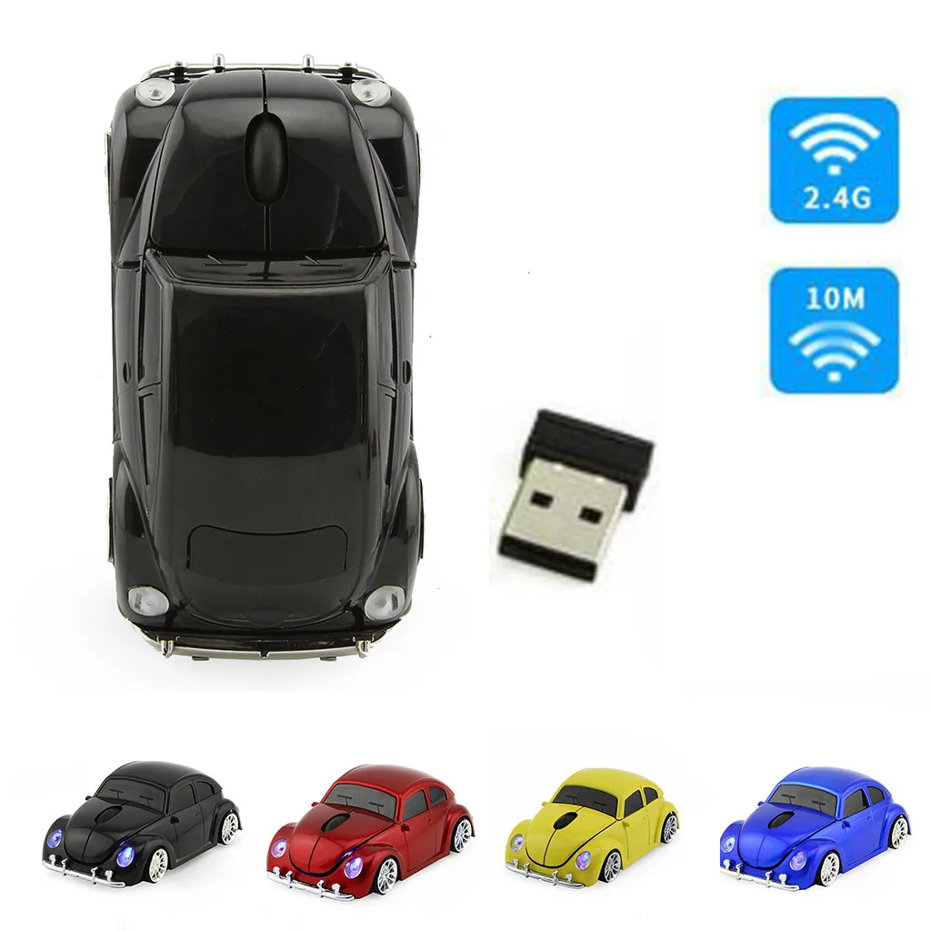 2.4G Bluetooth Rechargeable Wireless Mouse Cool Car Beetle Shape Gaming ...