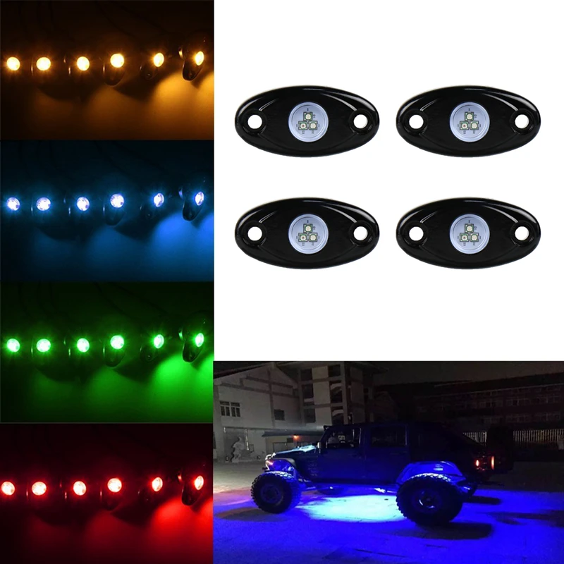 Katur RGB LED Rock Lights APP Bluetooth Control Waterproof Trail Rig ...
