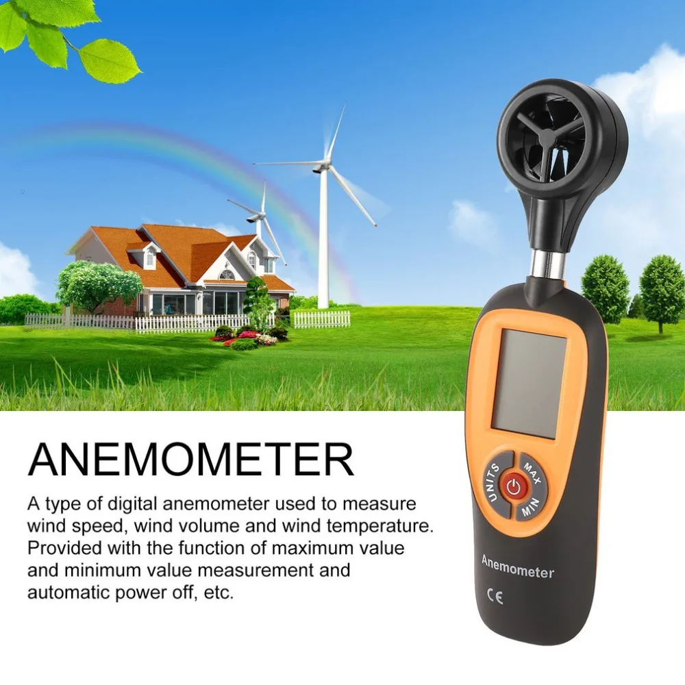 HT 91 Mini Portable Digital Anemometer With LCD Screen Display Wind ...