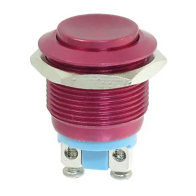 19mm Mounted Thread Momentary SPST Red Stainless Steel Round Push ...