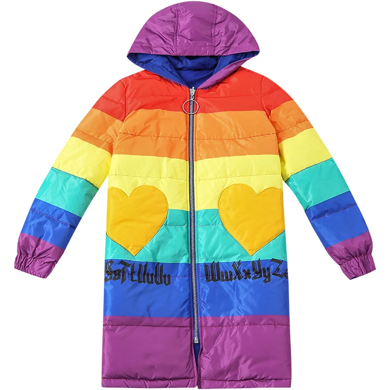 Зимние толстые белые пуховые Лоскутные пуховики женские модные цветные ...