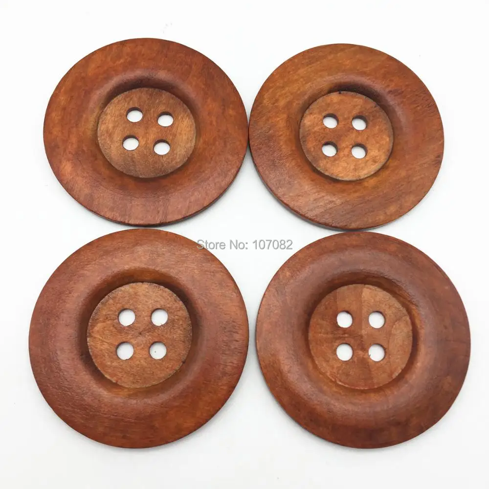 Botones de madera extragrandes de 60mm y 6CM, botones marrones de 4 ...