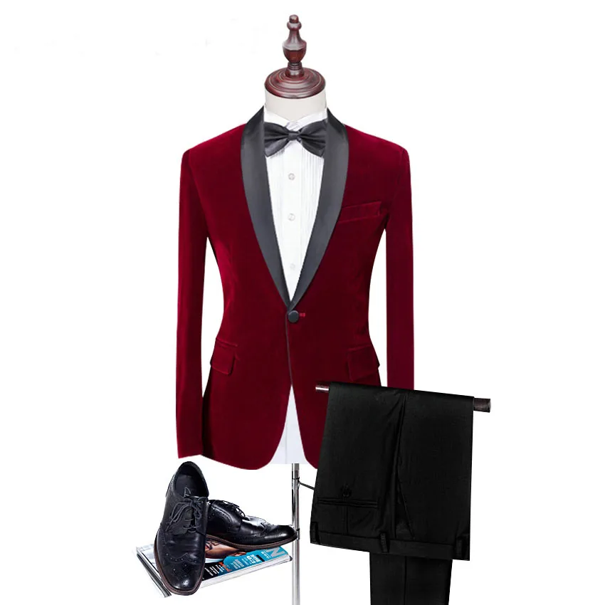 Loldeal 2018 Men's Red Suits For Man clothes 2 Psc Peaked Lapel wedding ...
