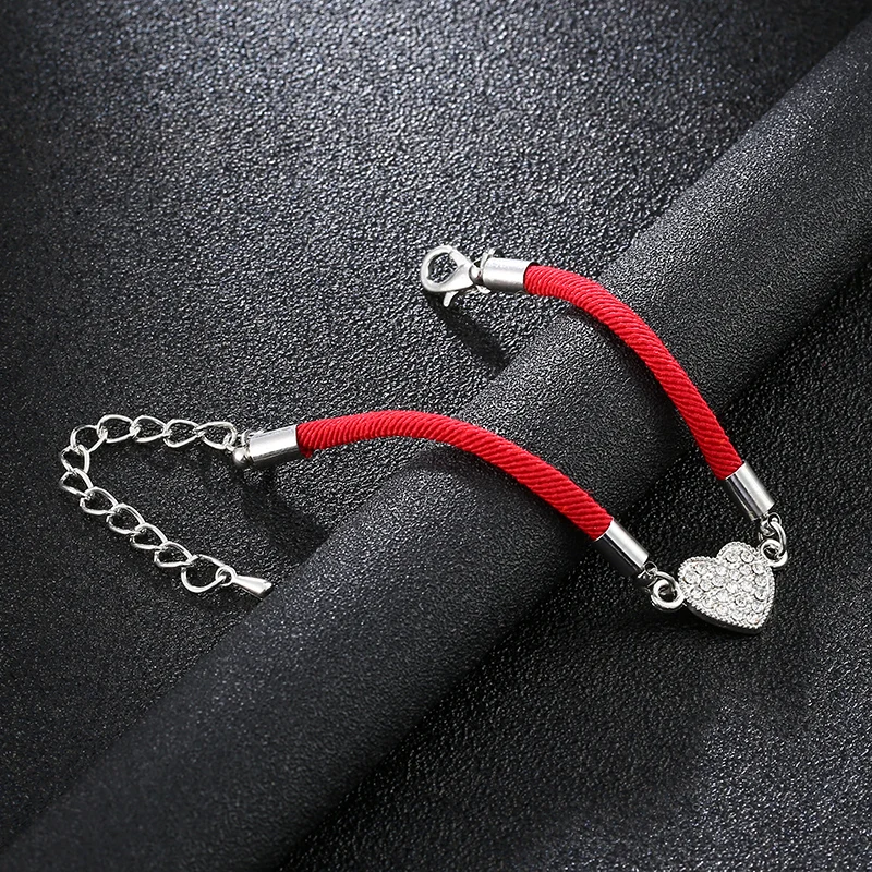 Classic Handmade Stainless Steel Love Heart Shape Charm Bracelet Thin ...