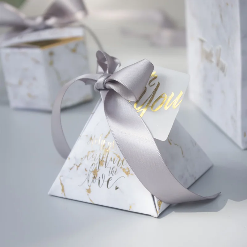RMTPT 50pcs/lot Triangular Pyramid gift box wedding favors and gifts ...