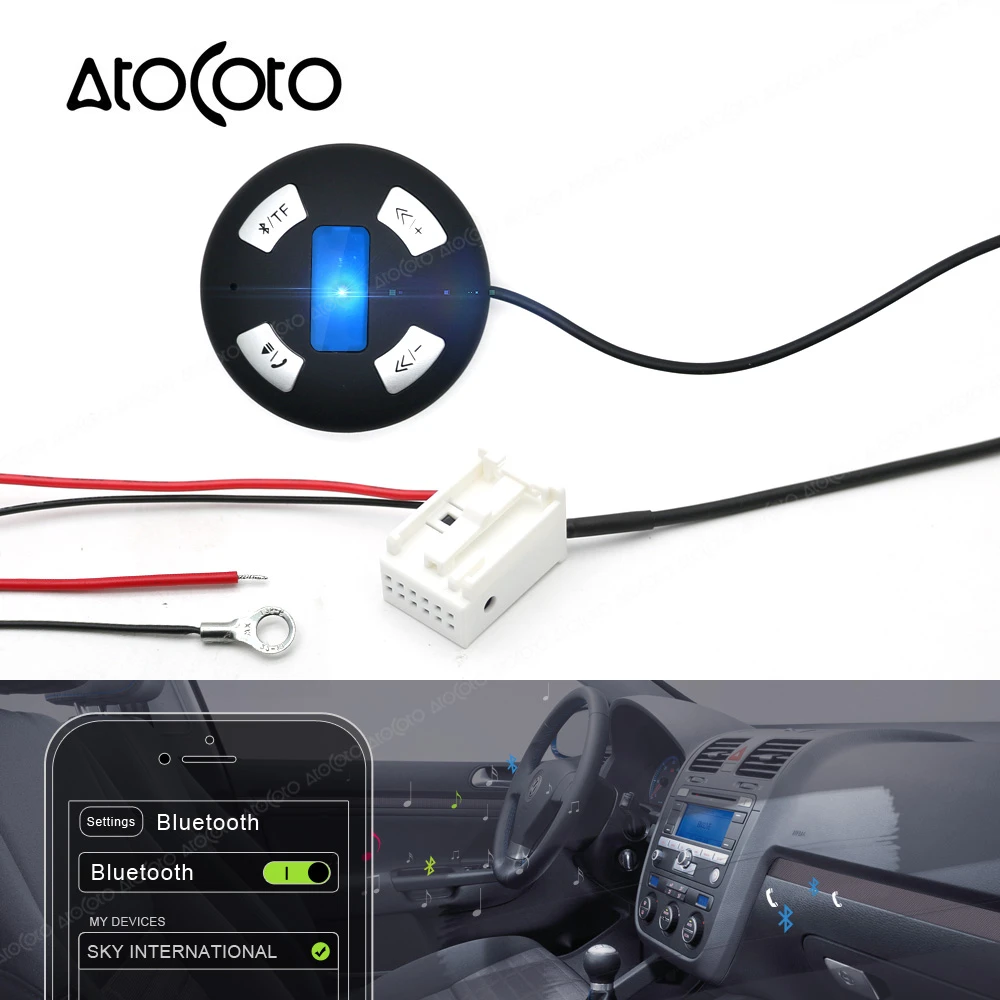 Bluetooth Car Kit 12 Pin Plug Module Aux Receiver Adapter For Vw Rcd ...