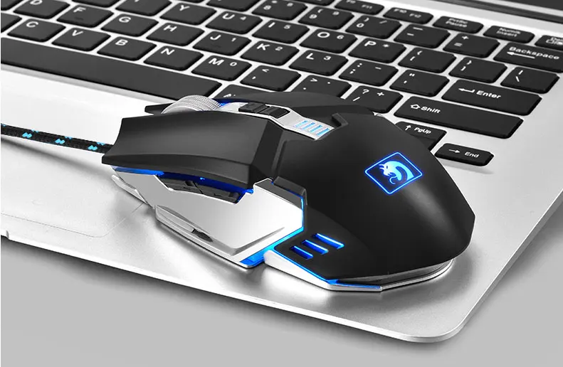 Darshion S10 Gaming Mouse 2400DPI 7 Buttons LED USB Optical Wired Metal Backlit Mouse ...