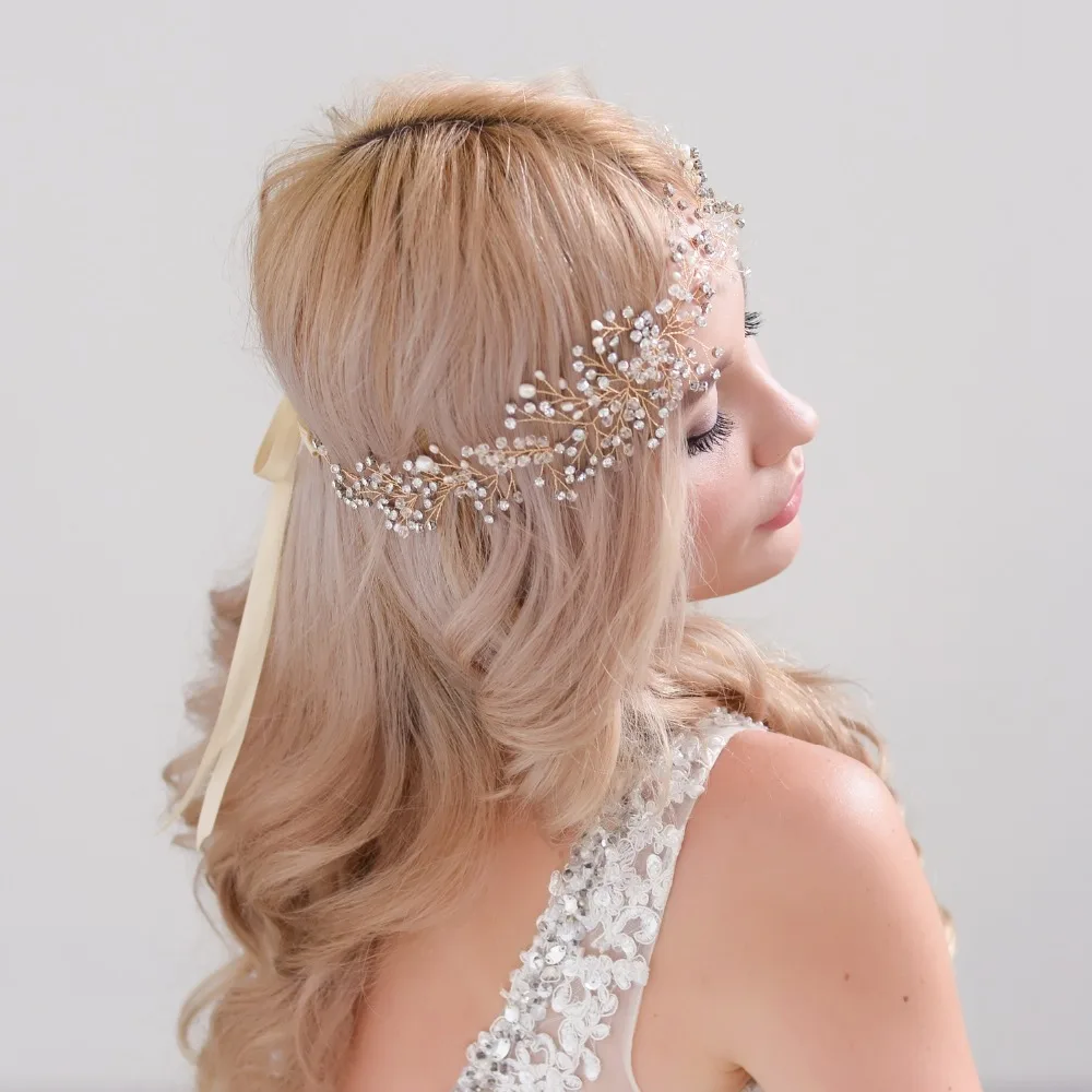 Buy Gorgeous Simulated Pearl Crystal Bridal Headband