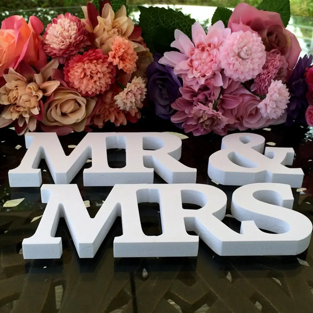 Taoup Mr & Mrs Wooden Letters Home Decor Prop English Alphabet Letters ...