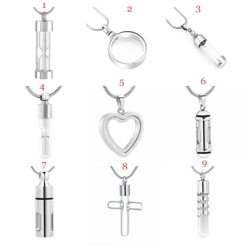 9 Different Design Glass Tube/locket Pendant For Loved One Memorial ...