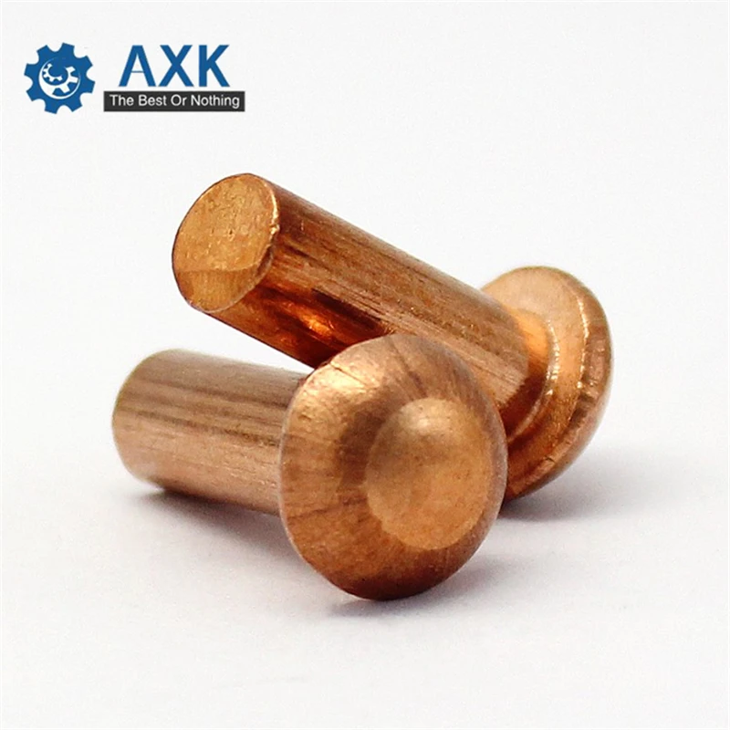 200Pcs GB867 M1.5/M2*L Copper Rivet Pan Head Solid Rivets Brass Half ...