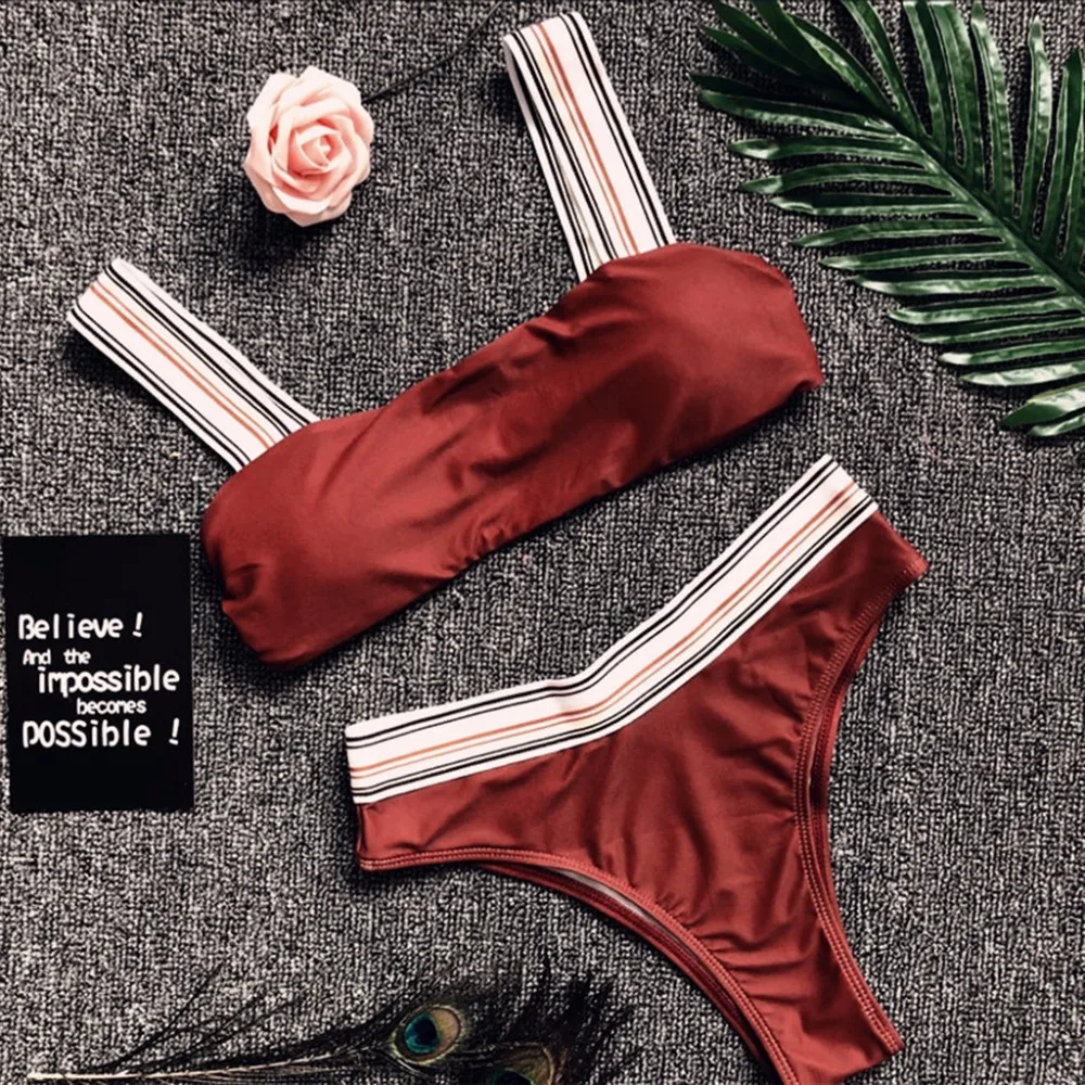 Buy Two Pieces Bikini Set Solid Swimwear Women Maillot