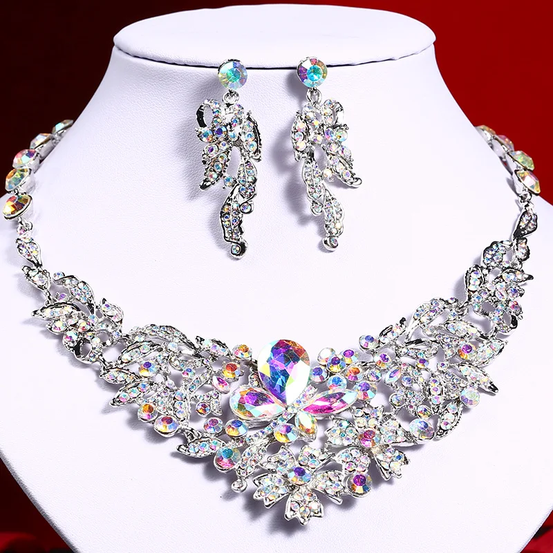 Fashion Women Wedding Engagement Jewelry Sets Colorful Rhinestone ...
