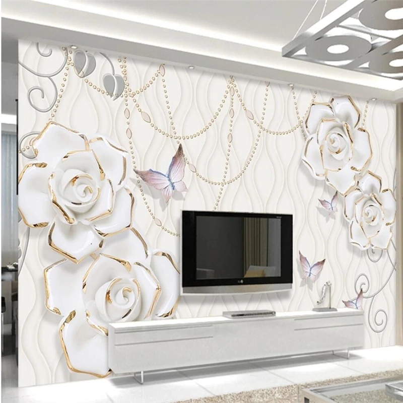 Beibehang Custom Wallpaper 3d Photo Mural European Romantic White