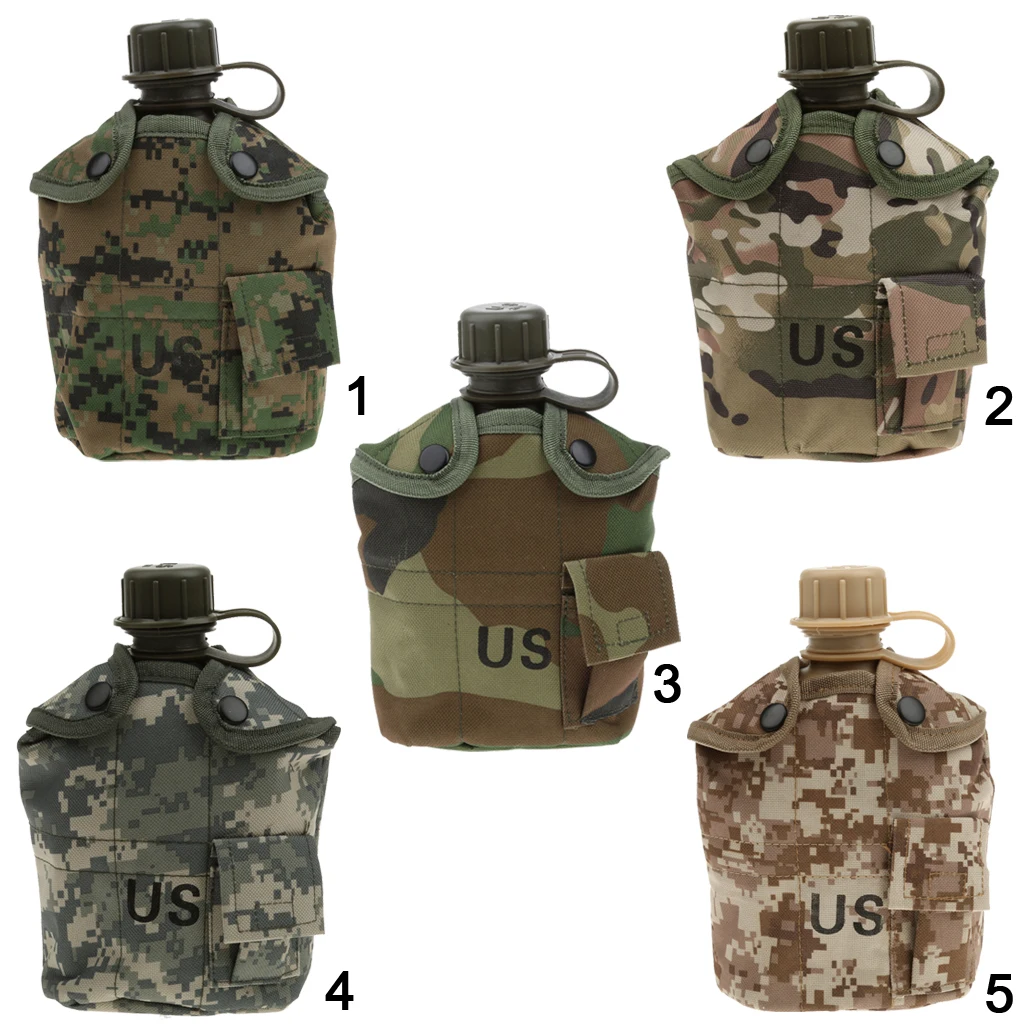 Outdoor 1L Military Camping Army Water Bottle With Pouch Tactical Gear ...