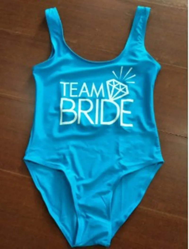 Team Bride Swimsuit Bodysuit Printed One Piece Swimwear Women Monokini