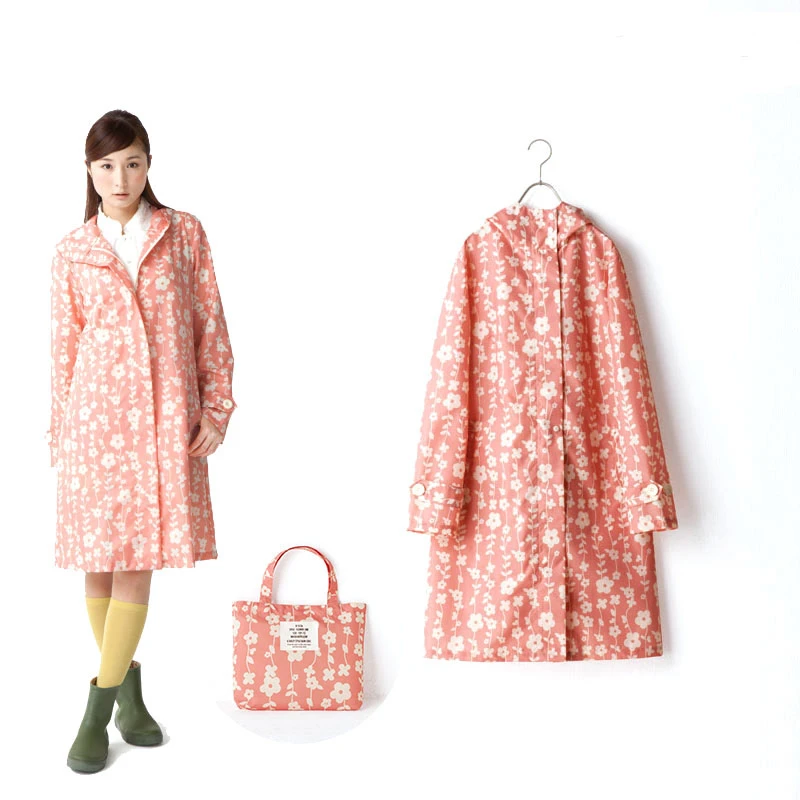 Fashion Women Lightweight Rain Coat Flower Printing Poncho Ladies ...