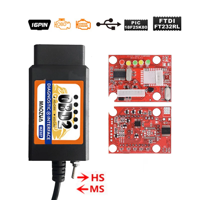 Maozua elm327 V1.5 USB модифицированный переключатель для f-ord MS CAN HS CAN Forscan OBD2 ...