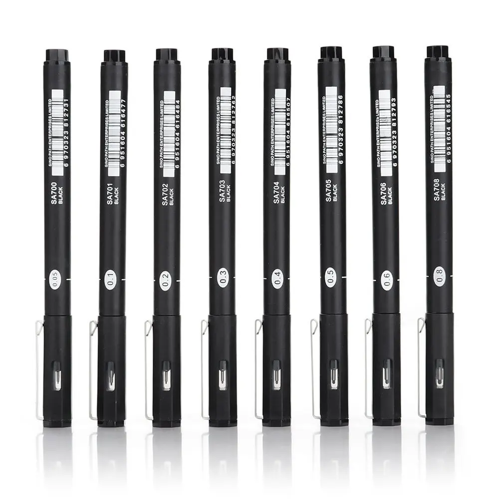 Sipa 8 Pieces Ultra Fine Black Ink Pens For Drawing, Illustration ...