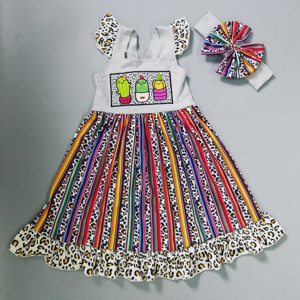 2019 NEW Baby girl clothes CONICE NINI Summber dress cactus pattern leopard grain kids dresses ...