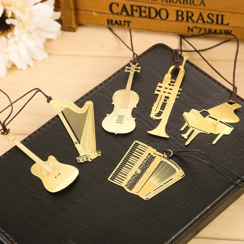 5 PCS Musical Instrument Metal Music Notes Bookmarks Learning ...