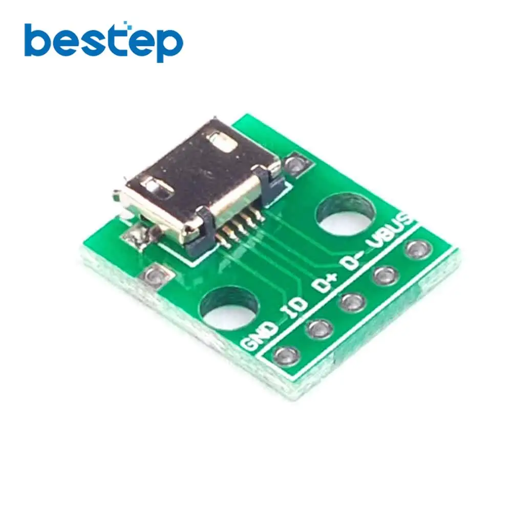 5PCS Micro USB to DIP 2.54mm Adapter Connector Module Board Panel ...