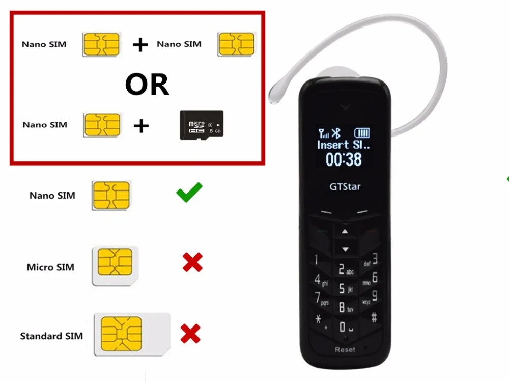 Original Fsmart BM50 bluetooth mini mobile phone bluetooth Dialer 0.66 ...