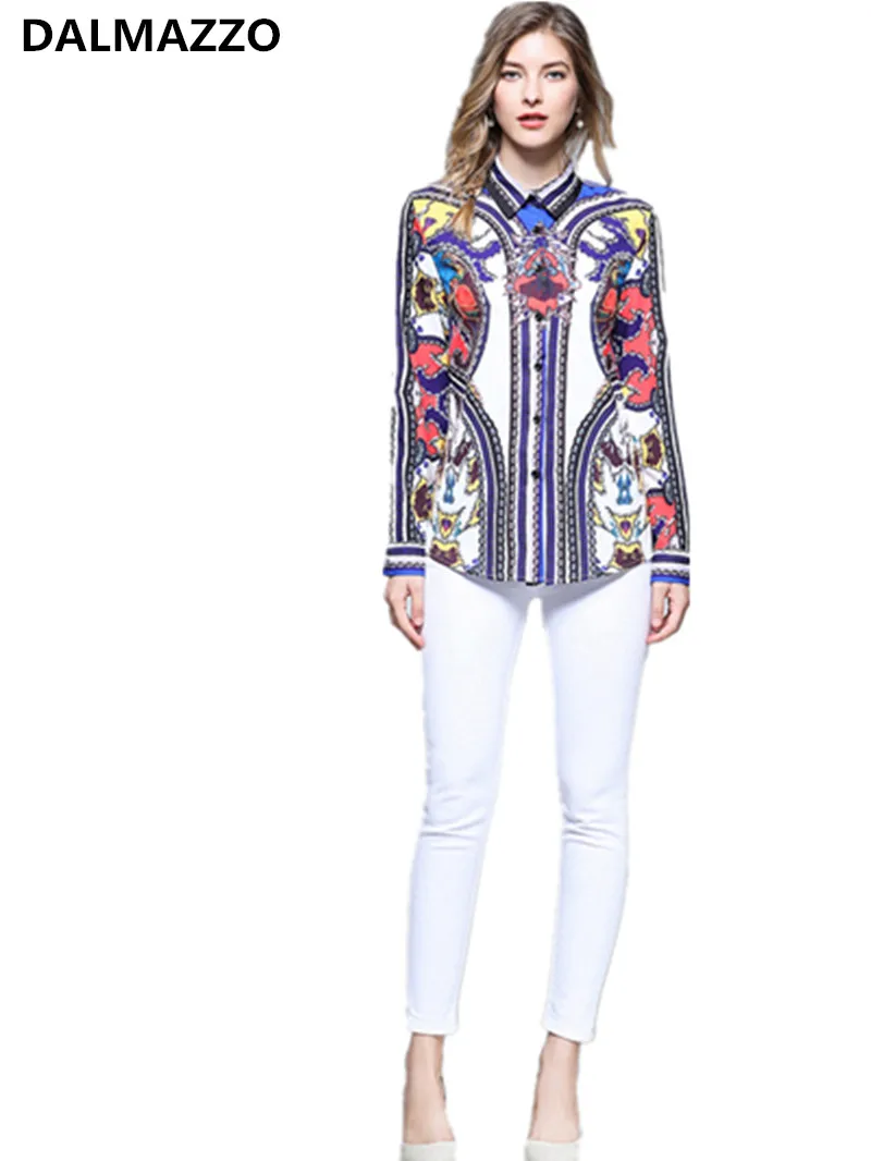 High end Luxury Design 2018 Newest Fashion Print Blouses Autumn Women ...