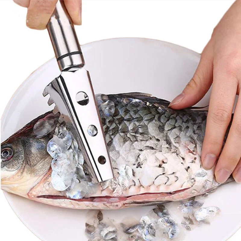 Stainless Steel Fish Scraper Knife Tools Fish Skin Scaler Brush Cleaner ...
