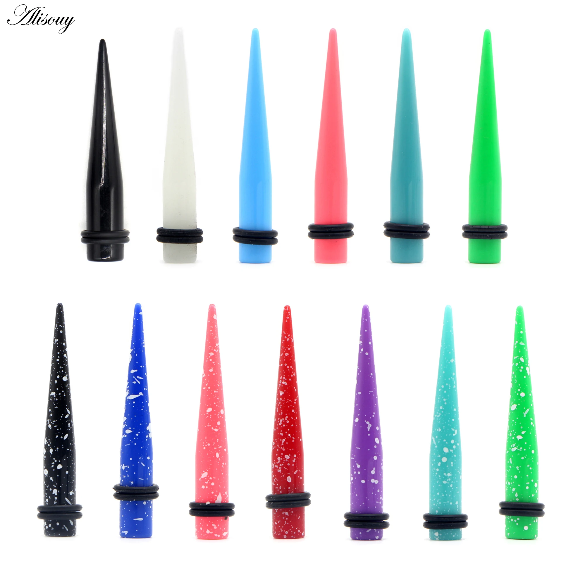 Alisouy-2pc-UV-Acrylic-Spike-Cone-Ear-Straight-Taper-Plug-Gauge-Earring ...