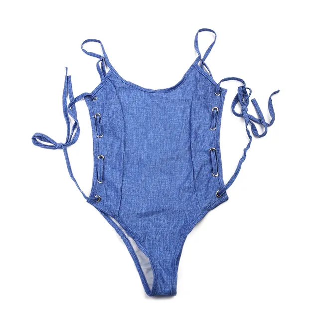 New Denim Color Bandage Monokini Swimwear Women Bathing Suit One Piece ...