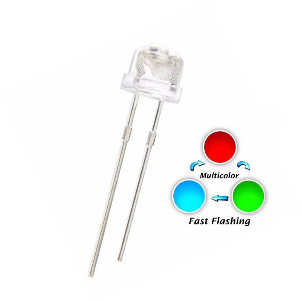 100PCS-5MM-Straw-Hat-RGB-LED-Fast-Flash-Water-Clear-Multicolor-Flicker ...