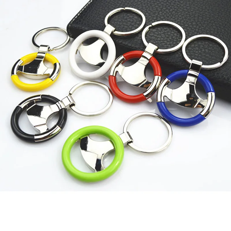 Novelty Steering Wheel Car Keychain Pendant Creative Car Key Chain Zinc ...