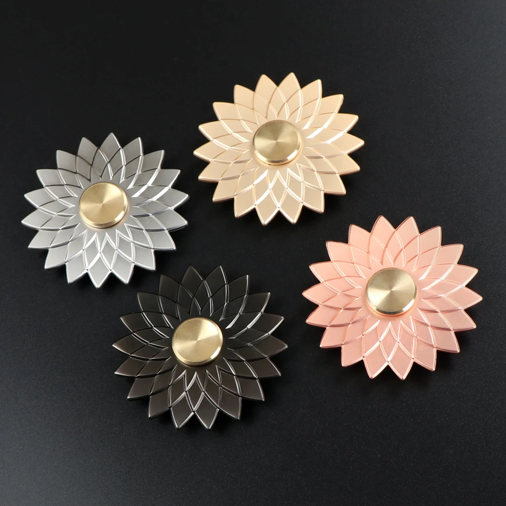4 Colour Lotus Flower Metal Fidget Spinner EDC Fast Hand Spinning Top ...
