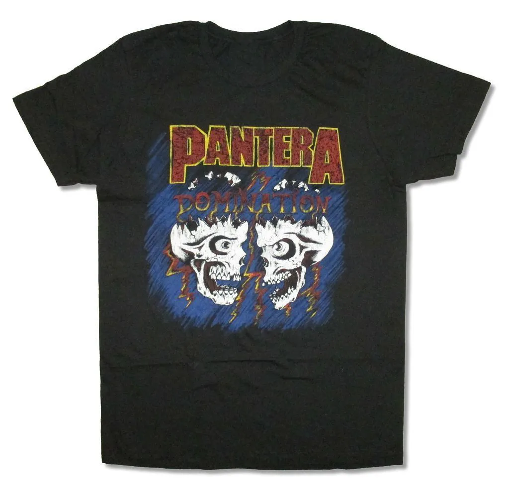 Gildan Pantera Domination Skulls in Color Image Black T Shirt New ...