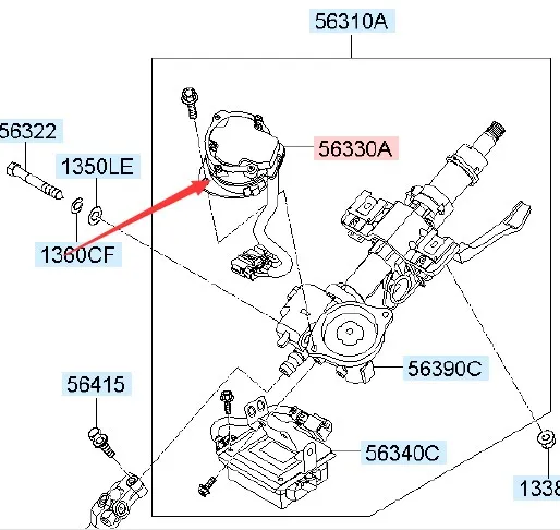 현대 투싼 2015 TL 기아 KX5 스포티지 전자 파워 컬럼 모터 어셈블리, 56330D3000 56330 D3000 정품 ...