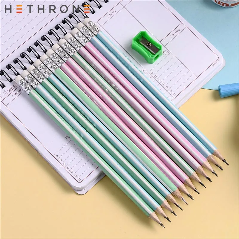 Hethrone 12pcs simple wooden pencils for school Student writing drawing ...