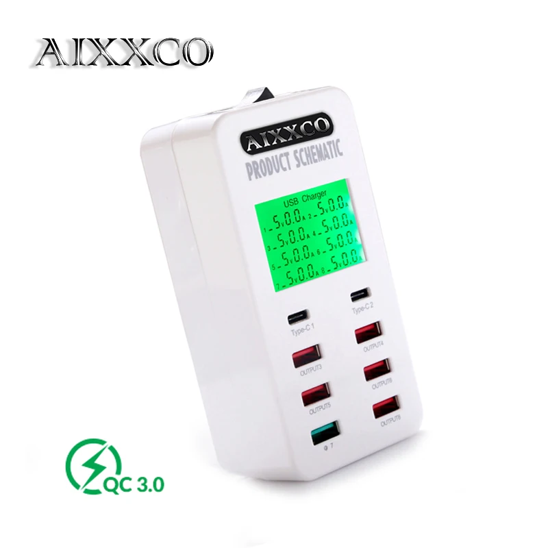 AIXXCO 35 Вт USB зарядное устройство с 2 портами usb type C зарядная станция Быстрая зарядка 3,0 ...