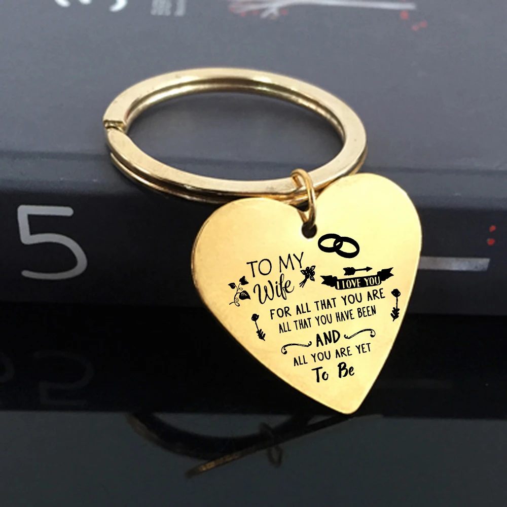 Personalized Haert Engraved Keychain To My Wife I Love You Ring Bag ...