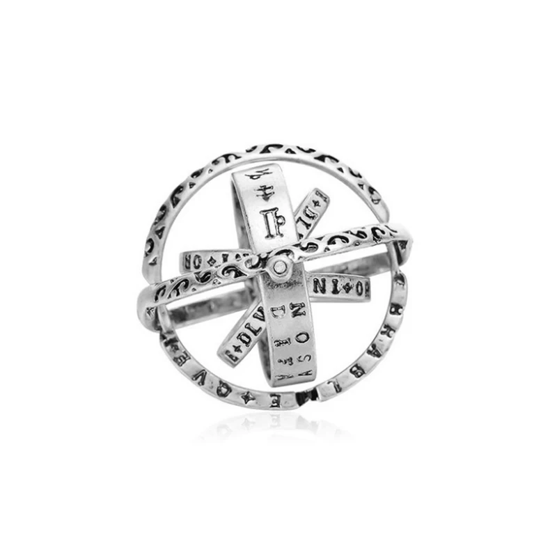 Silver Astronomical Ring for men women metal ball Creative Complex ...