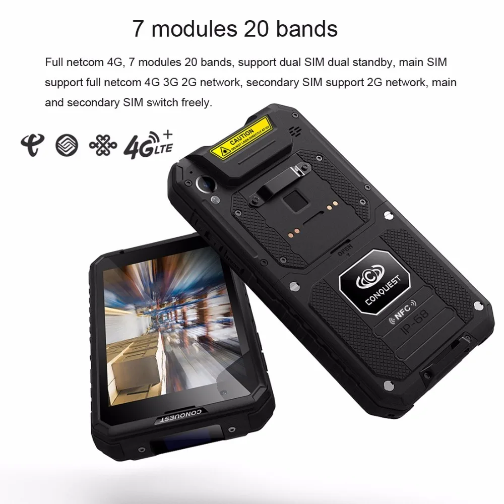 Conquest S10 IP68 водонепроницаемый смартфон 5," ips Android 7,0 MTK6753 Восьмиядерный 3 ГБ ОЗУ ...