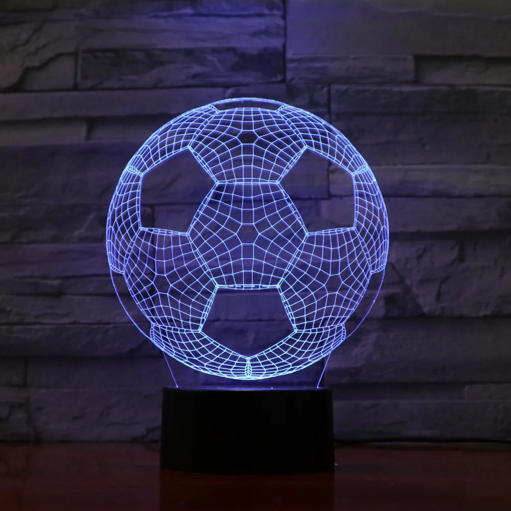7 Colorful USB Football 3D Illusion Lamp Bedroom Sleep Light LED Table ...