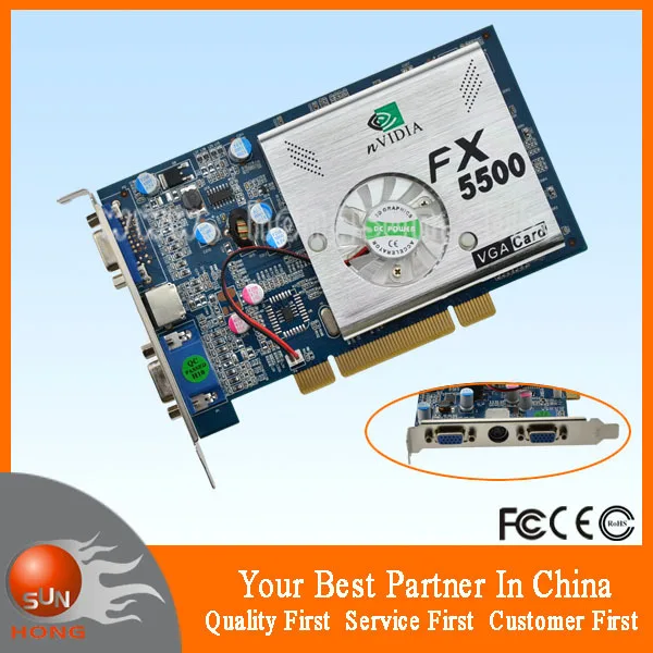 100% New NF FX5500 256MB Dual VGA Ports PCI Graphic Card 128BIT DDR S ...