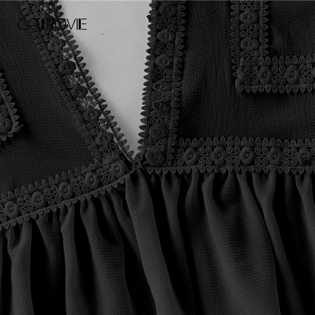 FREE SHIPPING 2018 New White Lace Ruffle Top Deep V Neck JKP1270