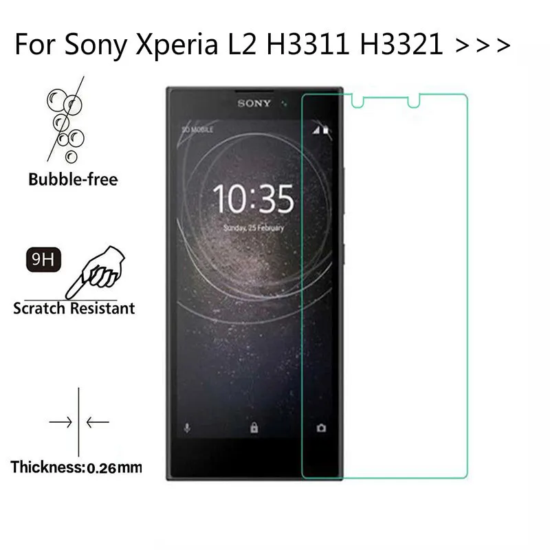 Tempered Glass For Sony Xperia L2 H3311 H3321 Screen Protector 9H 2.5D ...
