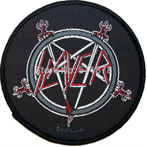 Slayer Sword Pentagram Logo Music Band Woven IRON On Patch T shirt ...