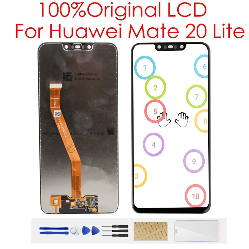 100% Original For Huawei Mate 20 Lite LCD Display + Frame 10 Touch Screen Panel LCD Digitizer ...